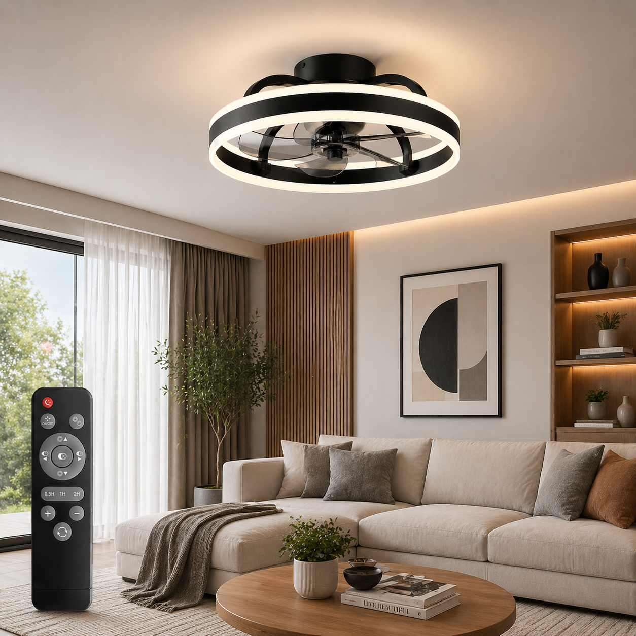 ACA LIGHTING - CEILING FAN DIM BLACK-WHITE WITH 5 BLADES ABS REMOTE ...